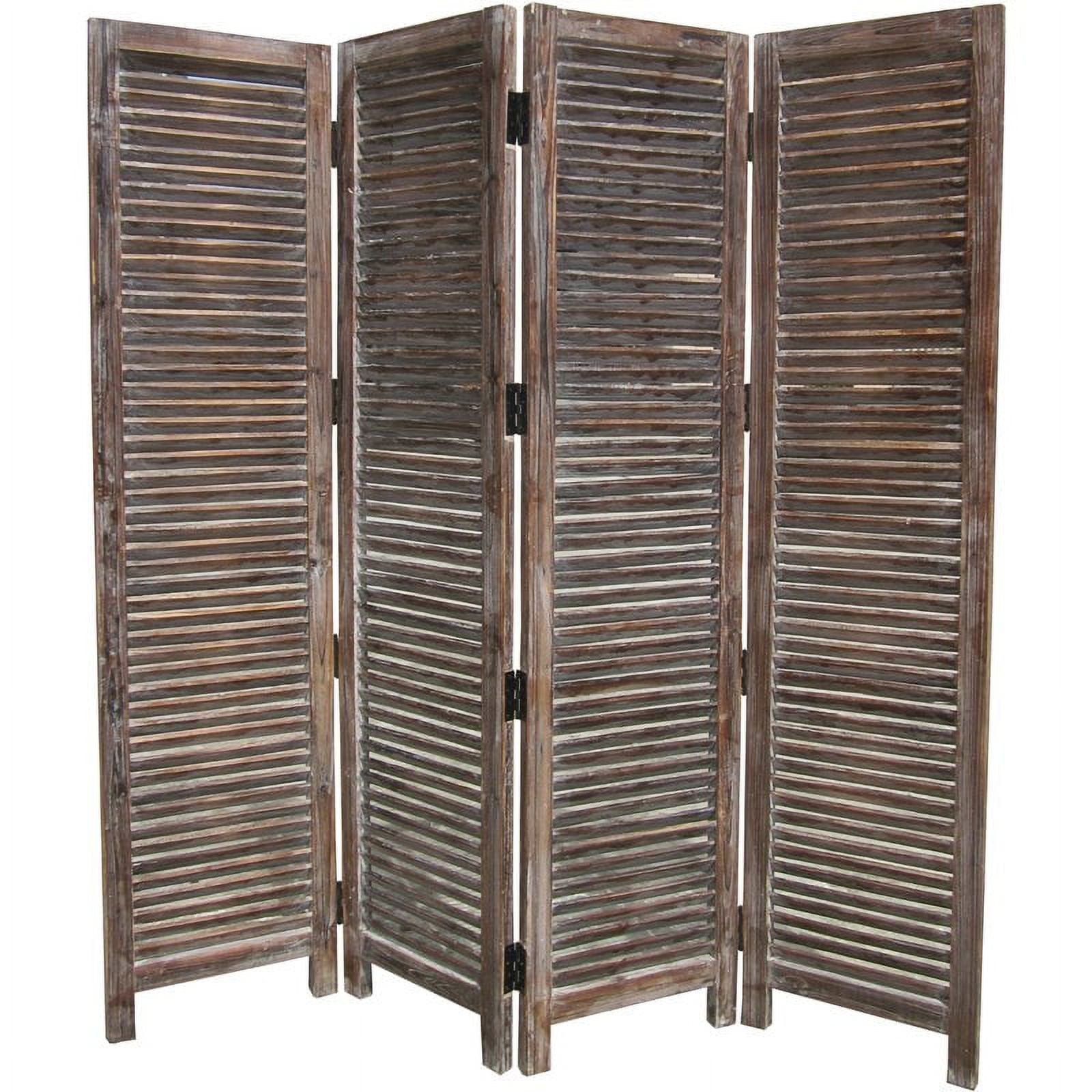 4 Panel Room Divider with Shutter Design in Weathered Brown - Walmart.com