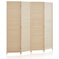 4-Panel Room Dividers，6 ft Office Partition Walls Bamboo Divider ...