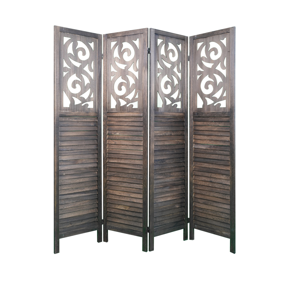 4 Panel Room Dividers, 6FT Carved Wood Room Divider Partition Room ...