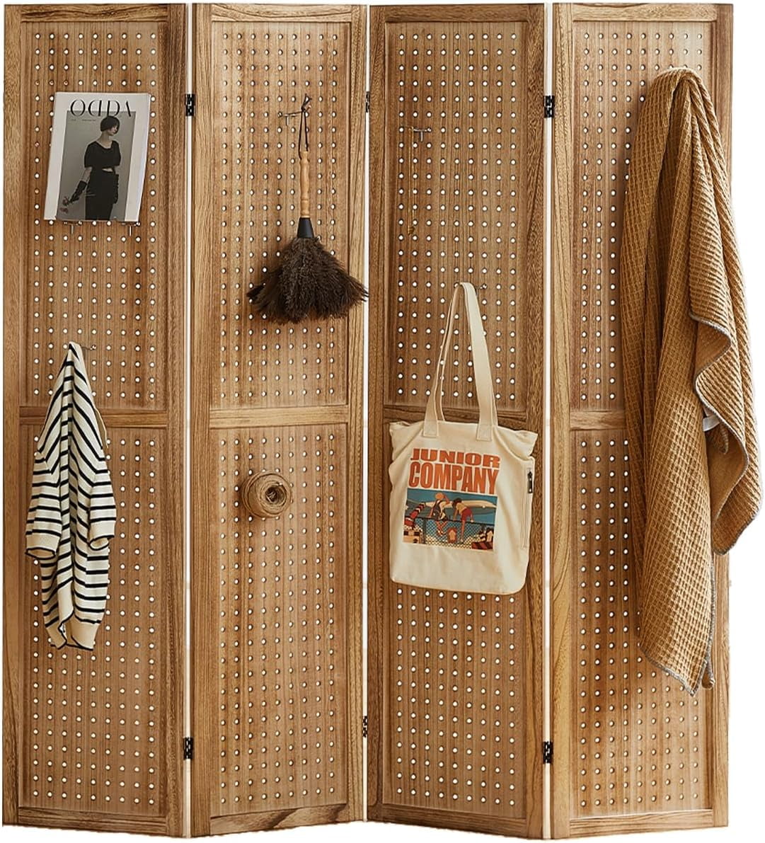 4 Panel Room Dividers and Folding Privacy Screens, 5.6Ft Wooden ...
