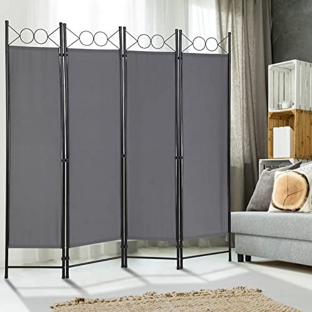 4 Panel Room Dividers Folding Privacy Screens, 68 Inch Tall Steel Frame ...