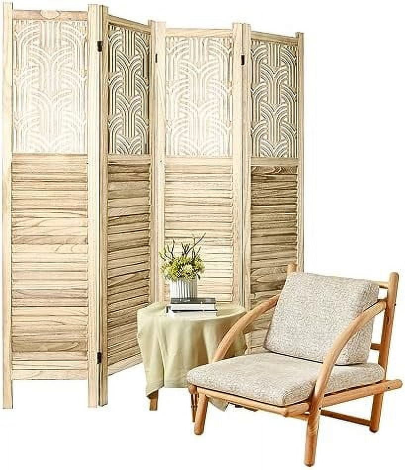 4 Panel Room Dividers Fully Assembled 5.6Ft Carved Room Dividers and ...