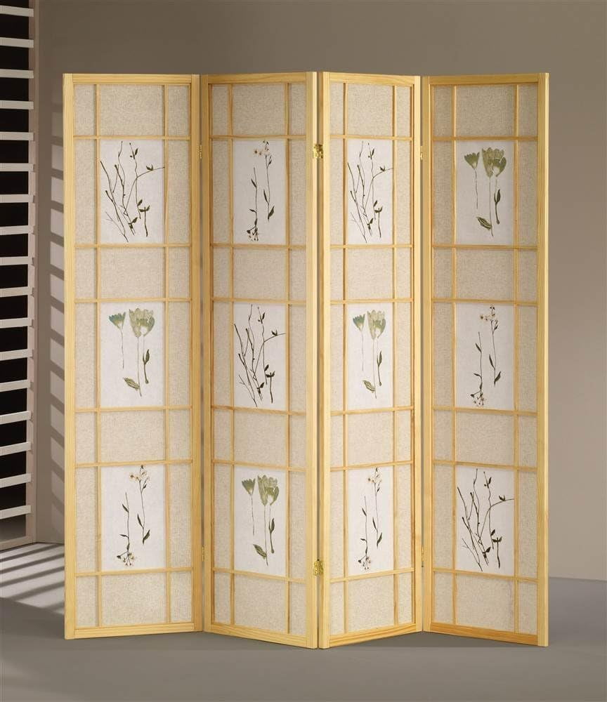 4-Panel Shoji Screen with Natural Finish Frame - Walmart.com