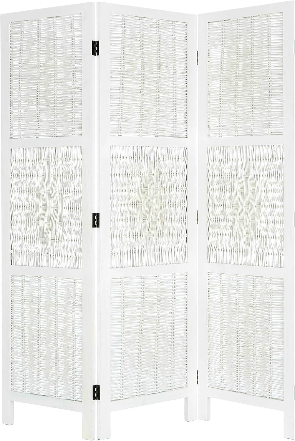 4 Panel Wicker Screen Room Divider Antique Finish 67" High x 64" Wide ...