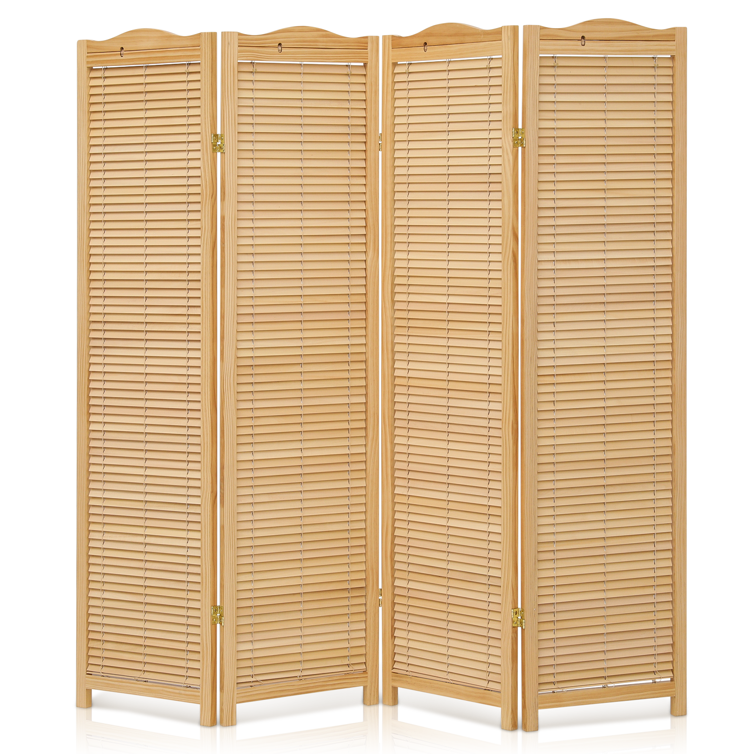 4 Panel Wood Folding Room Divider Privacy Adjustable Blind Door ...