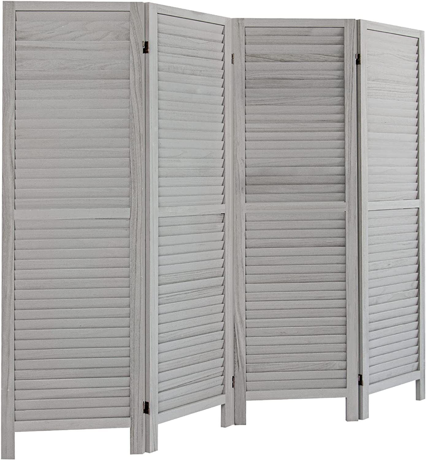 4 Panel Wood Room Divider,Freestanding Louvered Divider Screen for ...