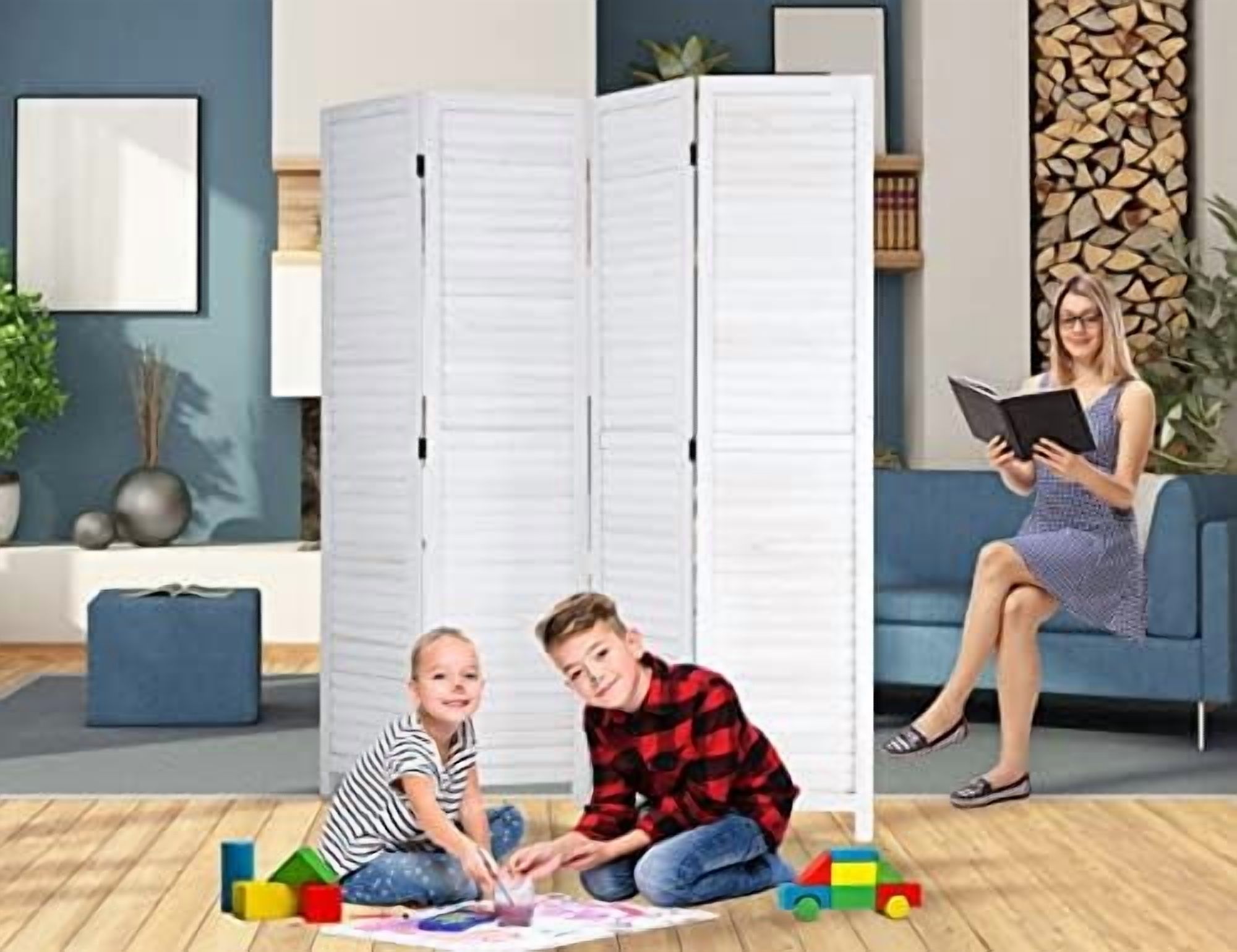 4 Panel Wood Room Dividers and Folding Privacy Screens, 5.75 Ft Tall 5. ...