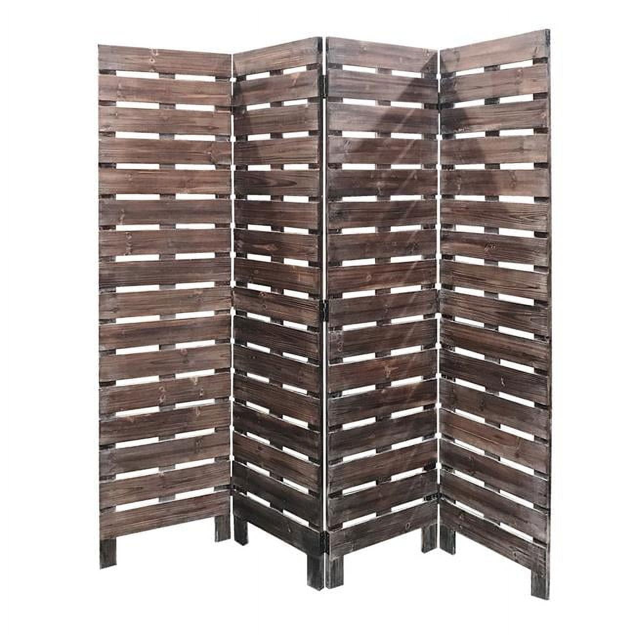 4 Panel Wooden Room Divider with Horizontal Planks, Brown - Walmart.com
