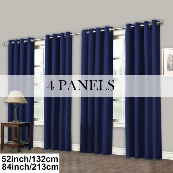 4 Panels Blackout Curtains Grommet Room Darkening Sun Blocked Curtains ...