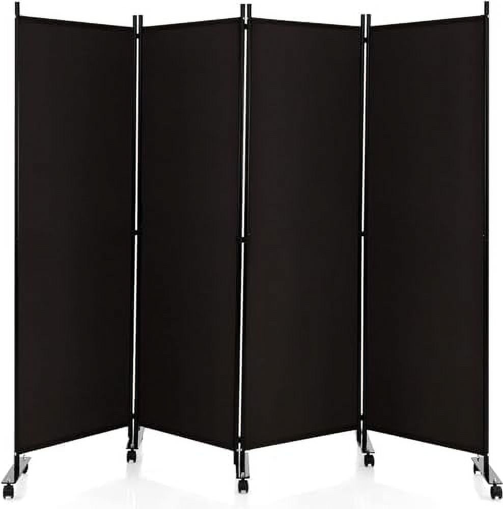 4 Panels Folding Room Divider, 6FT Tall Fabric Privacy Screen w/Metal ...