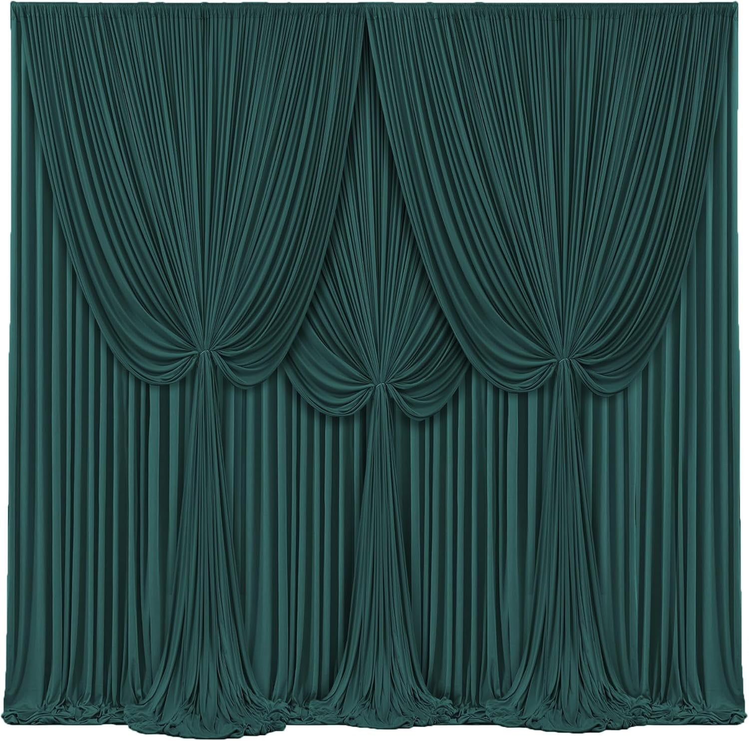 4 Panels Hunter Green Backdrop Curtains for Wedding Party Wrinkle Free ...