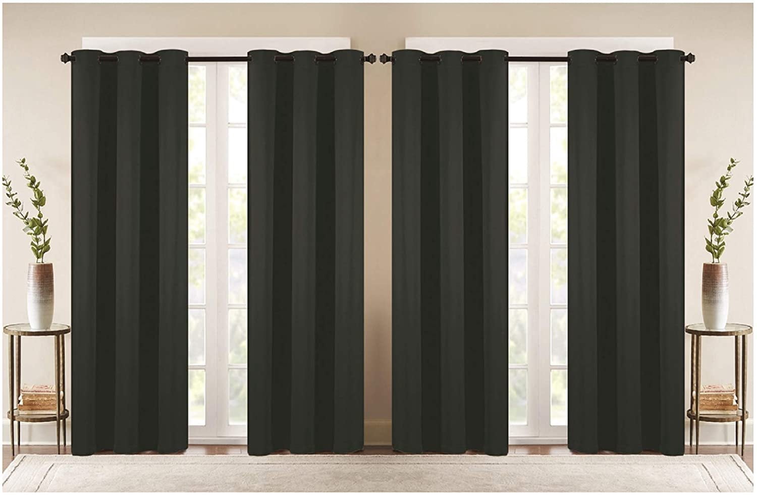 4-Panels: Room Darkening Thermal Insulated Blackout Grommet Window ...