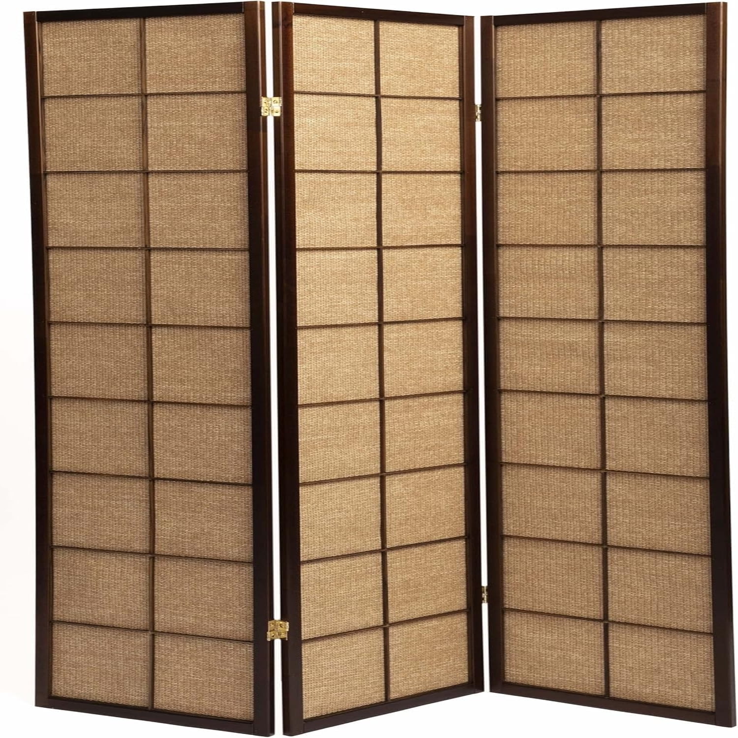 4 Panels Room Divider Privacy Screen Rattan Cane Webbing Insert Dark ...