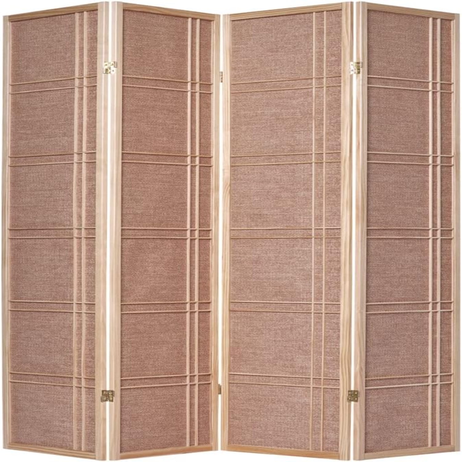 4 Panels Room Divider Privacy Screen Rattan Cane Webbing Insert Dark ...