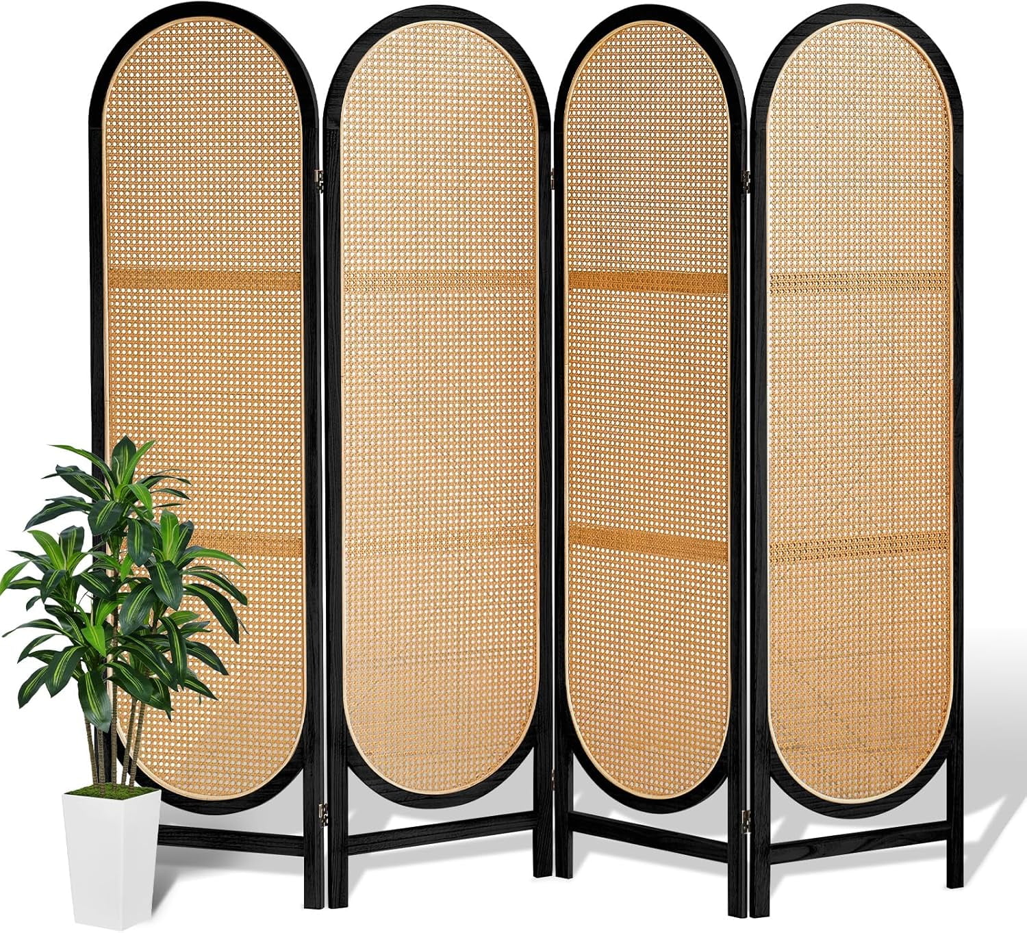 4 Panels Room Divider Wall, Foldable Wooden Room Divider, Individual ...