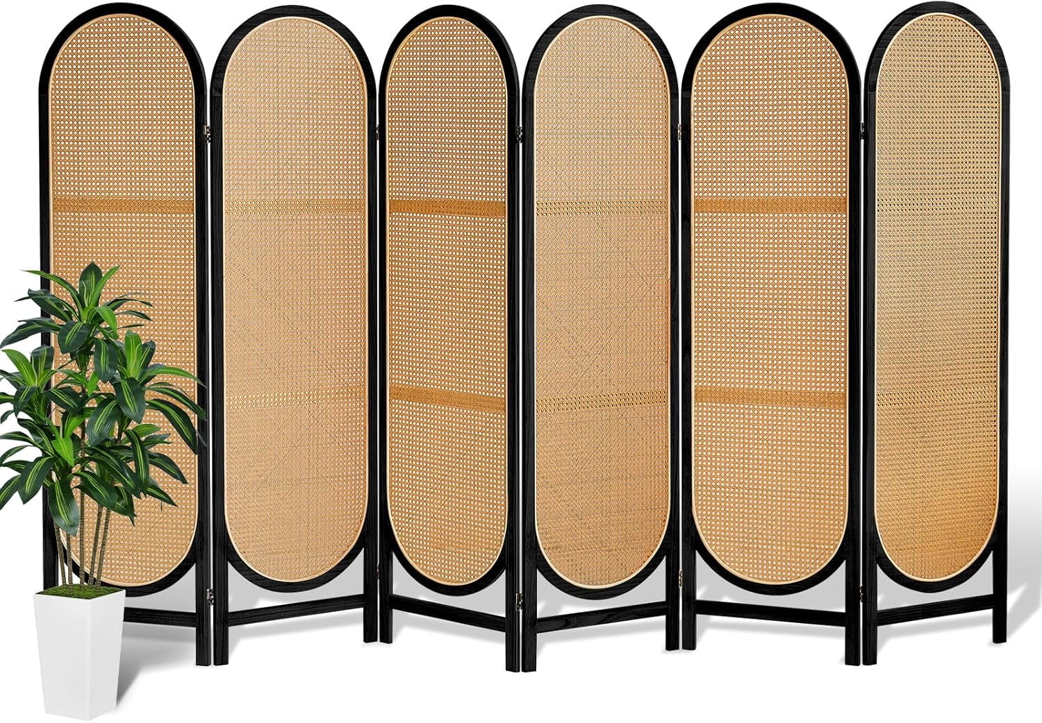 4 Panels Room Divider Wall Foldable Wooden Room Divider Individual ...