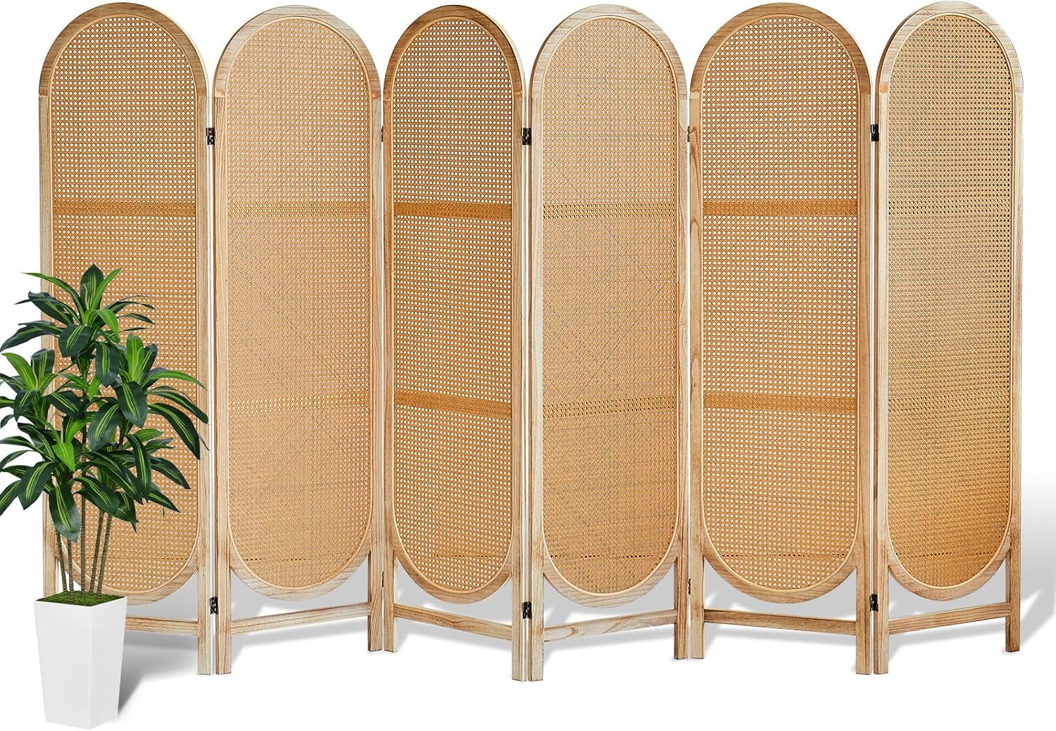 4 Panels Room Divider Wall Foldable Wooden Room Divider Individual ...