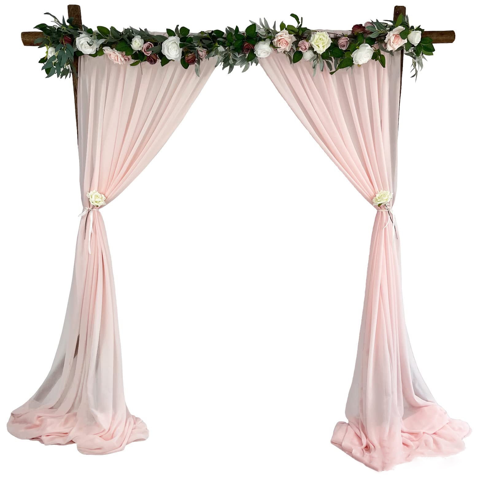4 Panels Sheer Chiffon Backdrop Curtains, 4.9ft x 9.8ft Chiffon Fabric ...