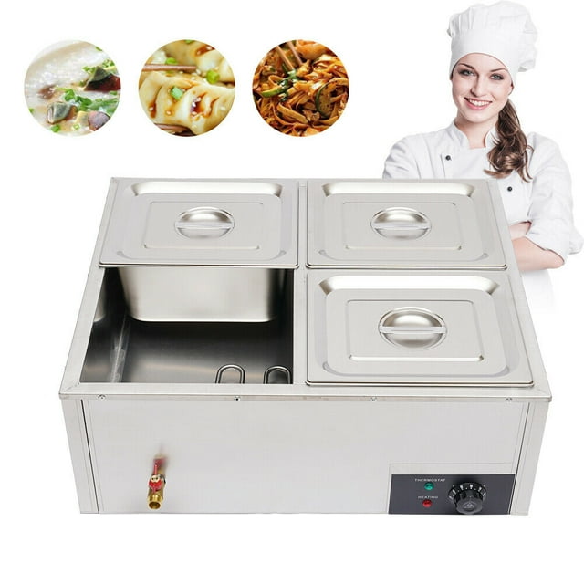 4 Pans Bain Marie Commercial Food Warmer, Buffet Steam Table ...