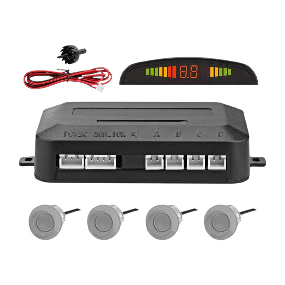 4-Parking Sensors LED Car Auto Backup Reverse Rear System Alarm Alert ...