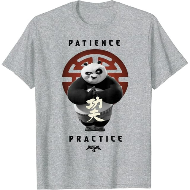 4 Patience And Practice Kung Fu Panda T Shirt Grey Color Size M