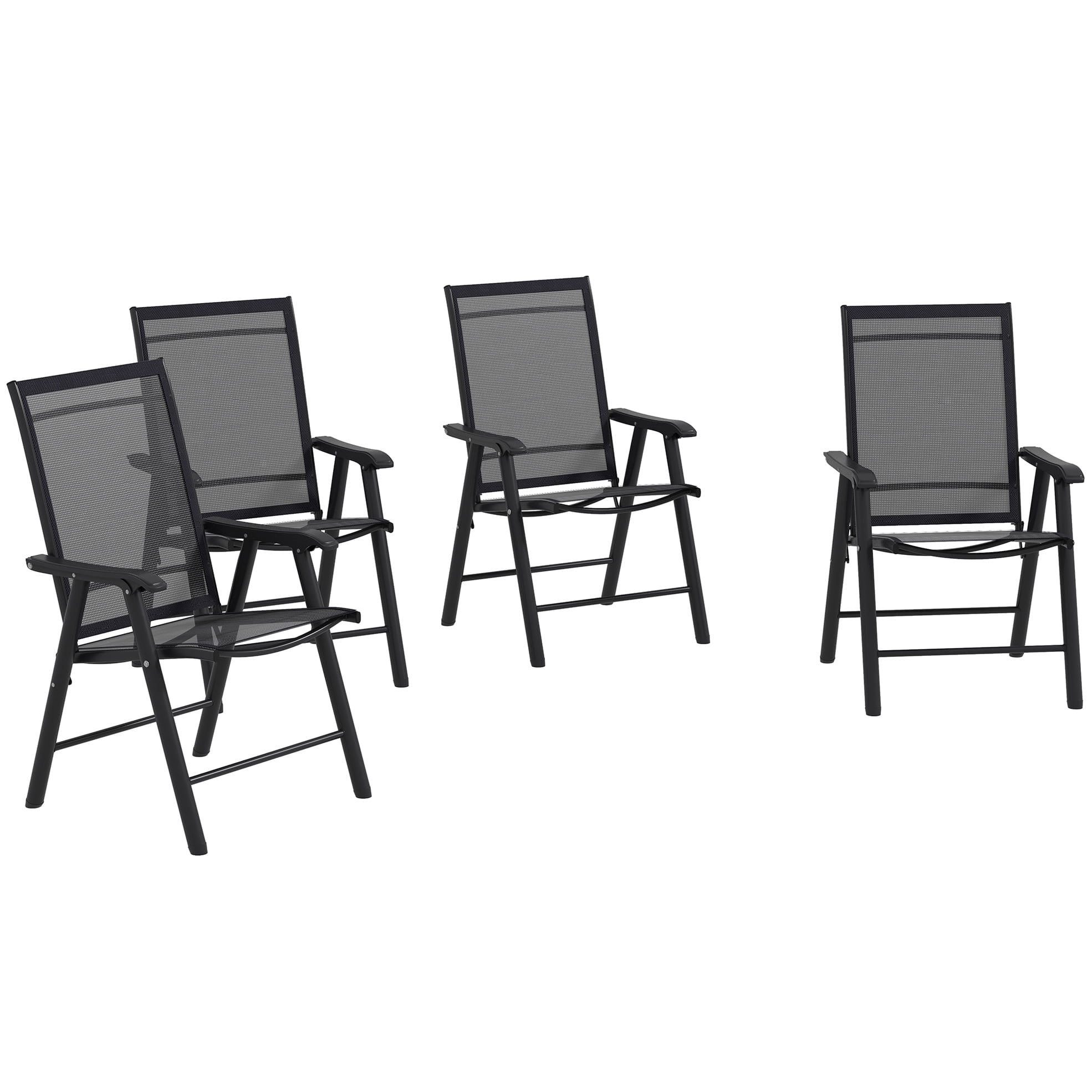 4 Patio Folding , Stackable Outdoor Sling Chairs With For Lawn, Camping ...