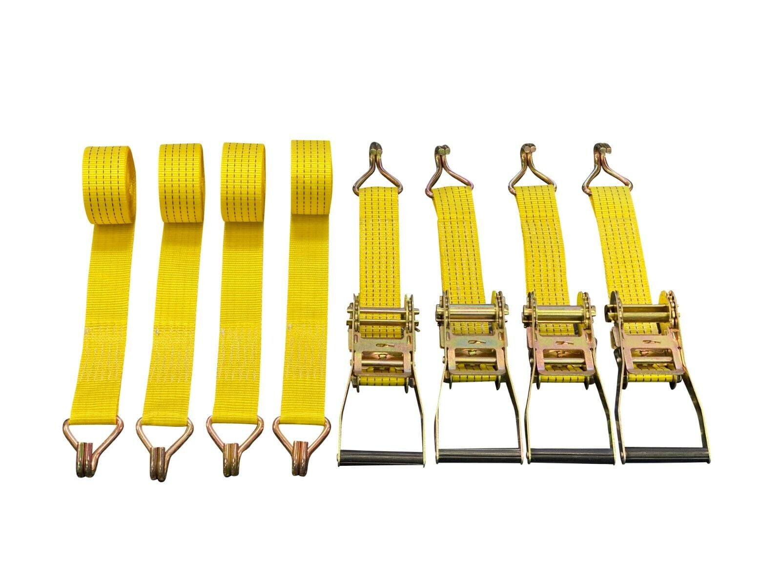 4 Pc 2" inch x 15' Ft Ratchet Tie Down Cargo Straps 5000 Lbs J Hooks ...