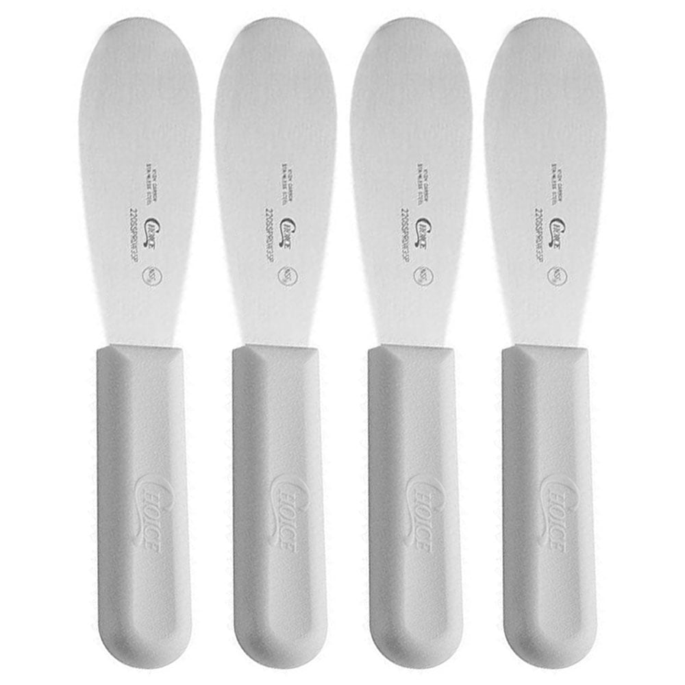 4 Pc 3 1/2" Sandwich Spreader Stainless Steel Blade White Handle Butter ...