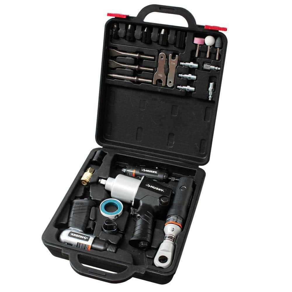 4-Pc Air Tool Kit W/ 1/2-in. Impact, 3/8-in. Ratchet, Die Grinder ...