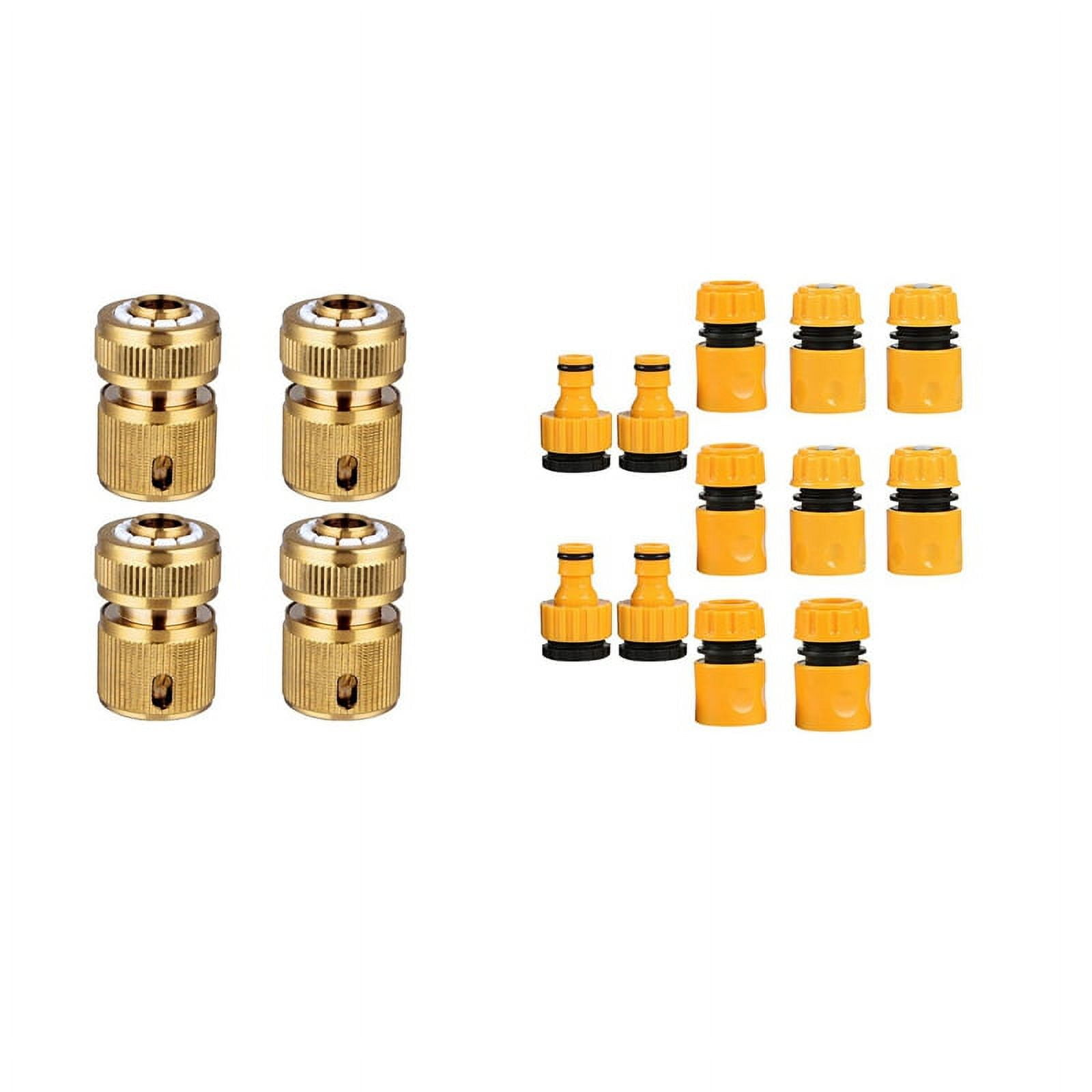 4 Pc Brass Hose Connector Hose End Quick Connect Fitting with 12Pcs ...