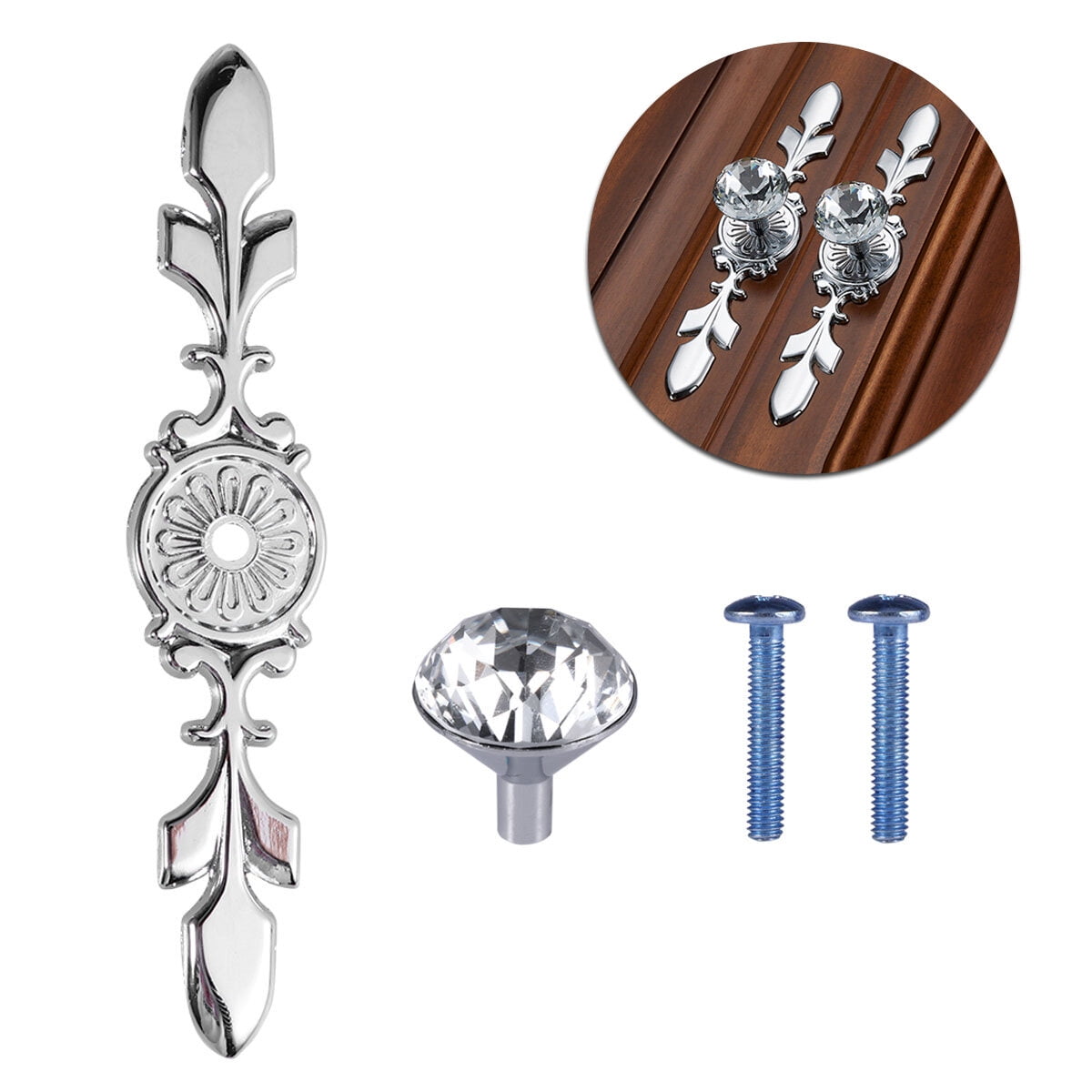 4 Pc Cupboard Handles Crystal Pull Handle Bronze Cabinet Knob Glass ...