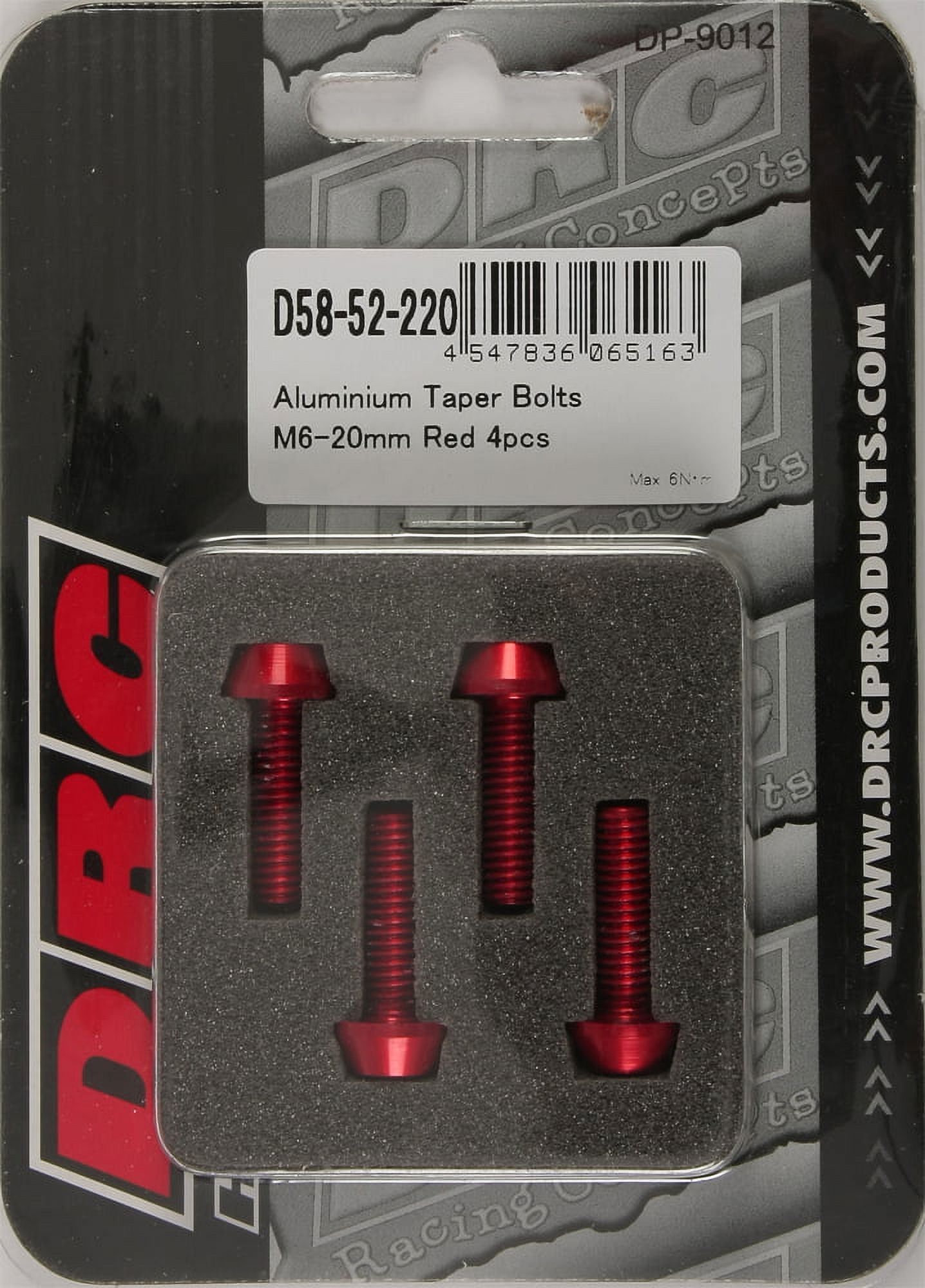 4/Pc Drc Aluminum M6 Taper Bolts 20Mm Red - Walmart.com