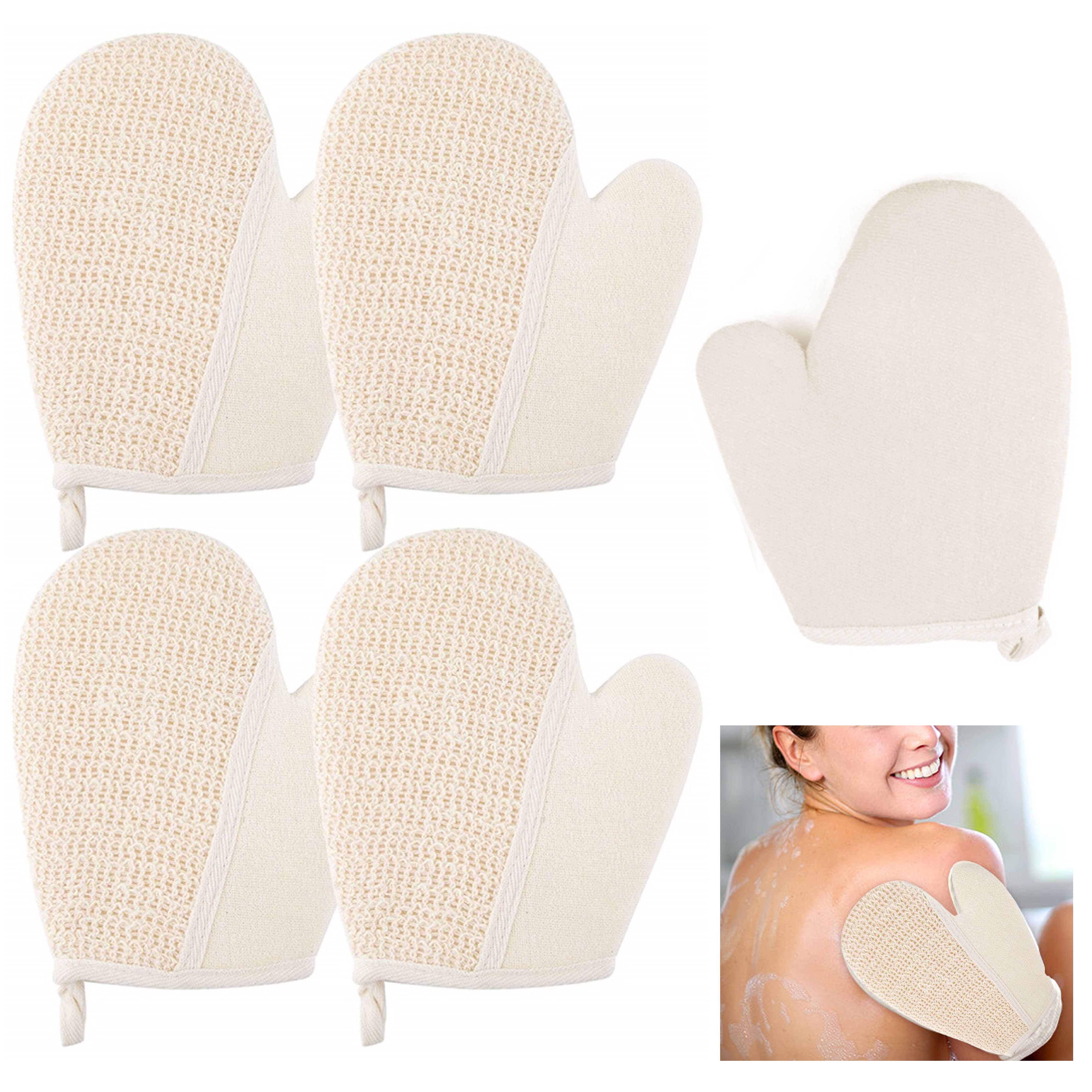 4 Pc Exfoliating Spa Bath Glove Shower Clean Hygiene Body Scrub Massage ...