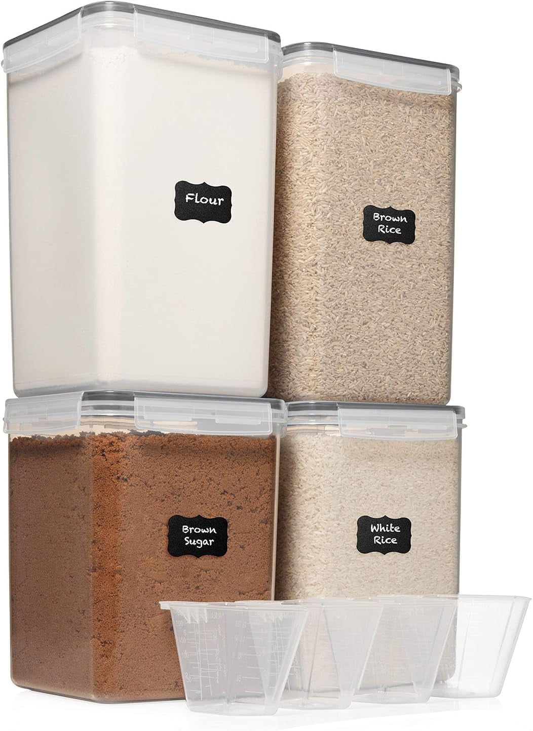 4 Pc Flour Sugar Storage Container, Large Food Storage Containers with ...
