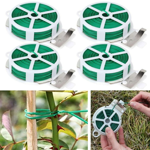 4 Pc Gardening Twist Tie With Cutter 66ft Rolls Zip Cable Cord Wire ...