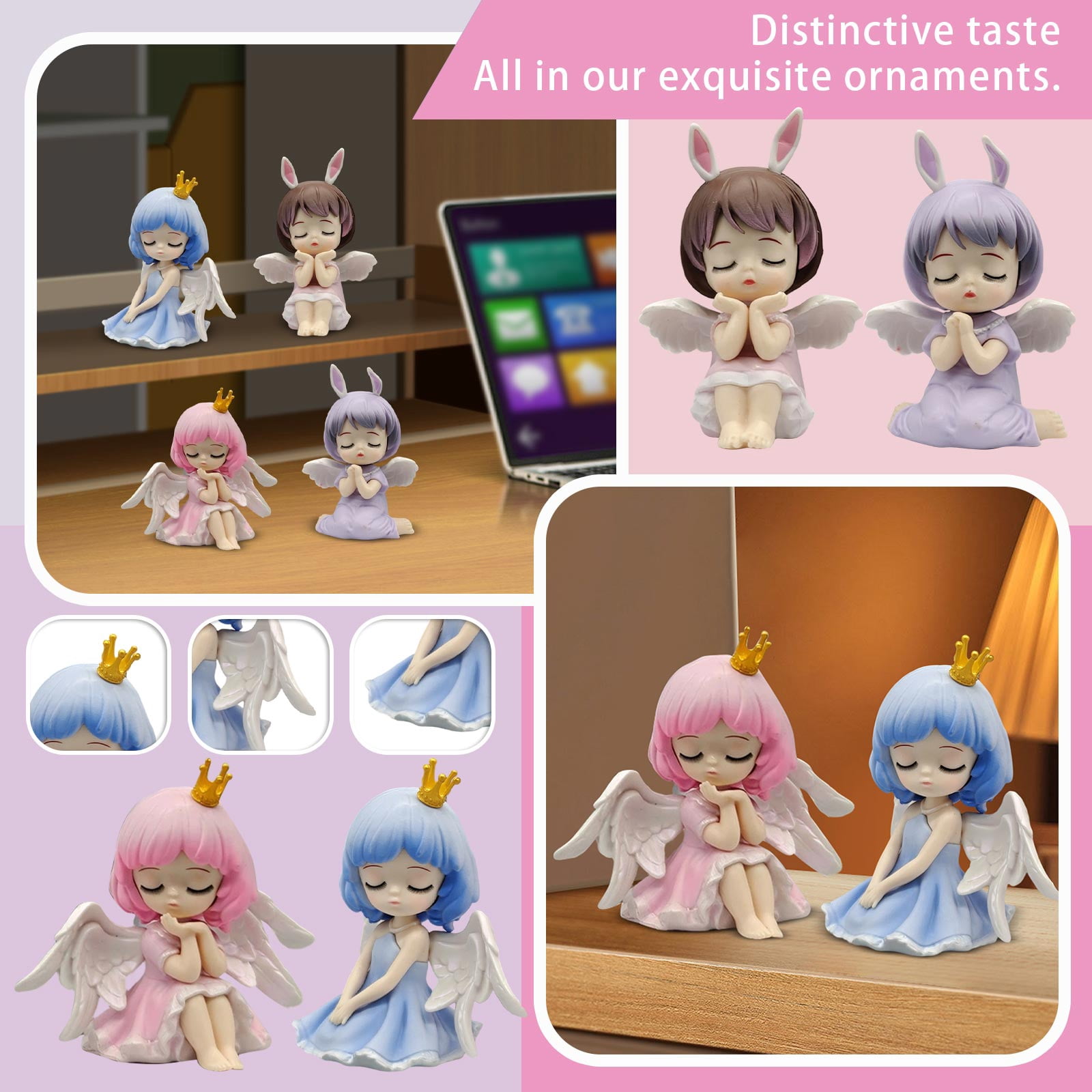 4 Pc Handmade Sleeping All Ages Figurines Pvc Desktop Decoration ...