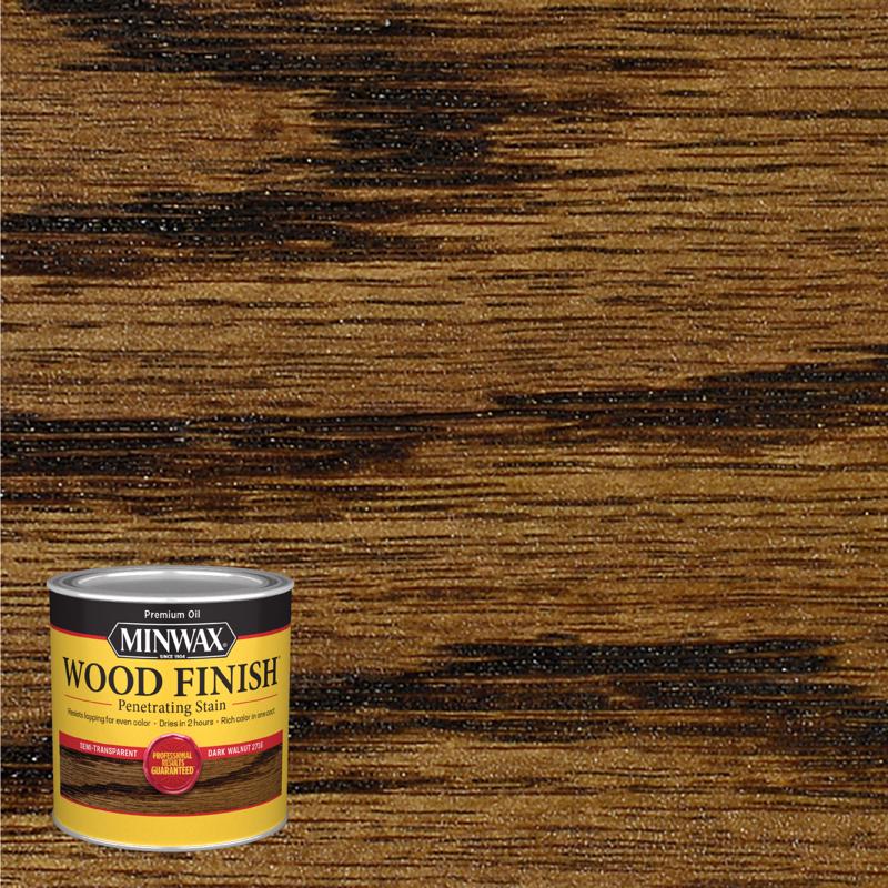 4 Pc, Minwax Wood Finish Semi-Transparent Dark Walnut Oil-Based Penetrating Wood Stain 0.5 Pt ...