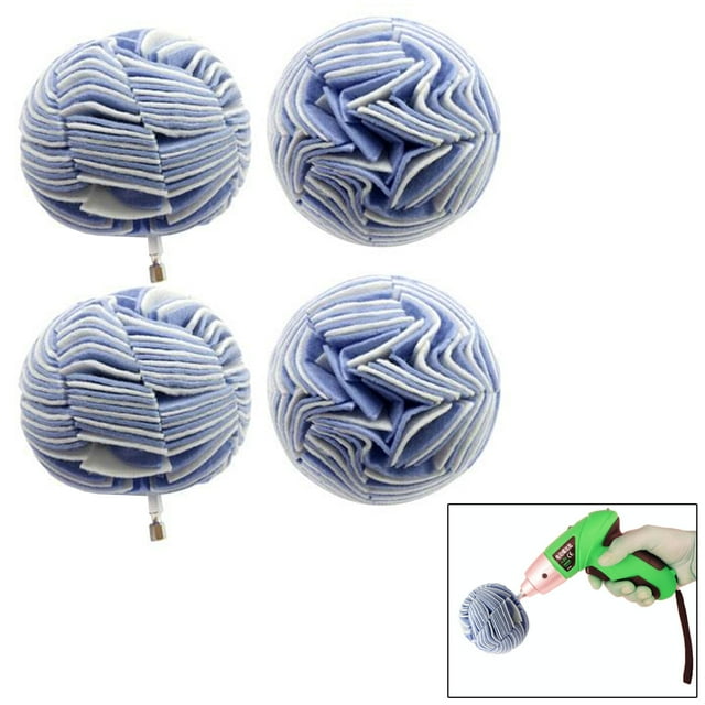 4 Pc Polishing Ball Power Drill Non Woven 4" Buffing Hex Shank Rotary ...