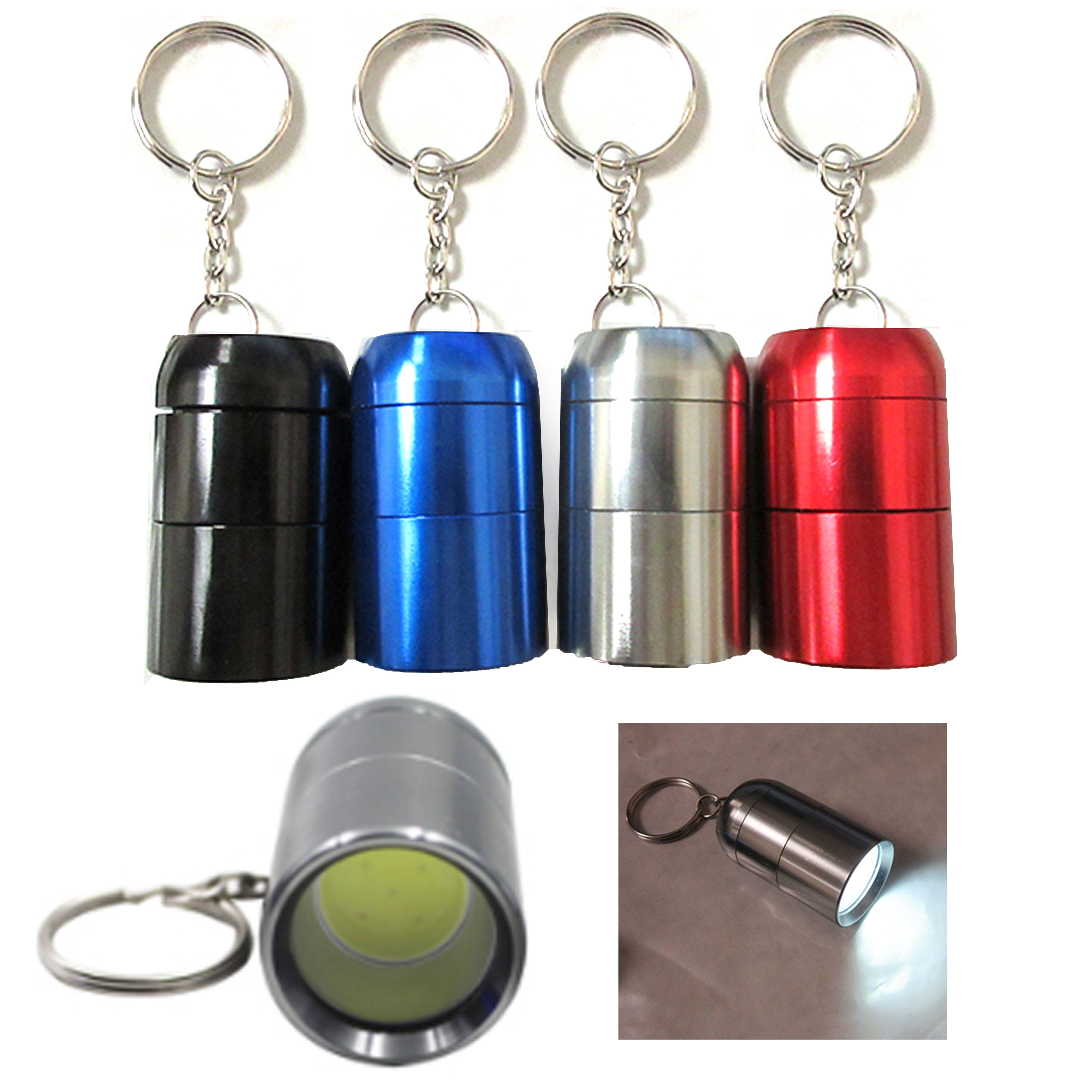 4 Pc Portable Flashlight Keychain Mini COB LED Key Ring Light Work ...