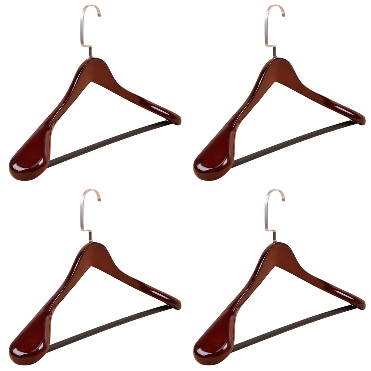4 Pc Solid Wood Hanger Costumes for Men Wide Coat Hanger Non Clothes ...