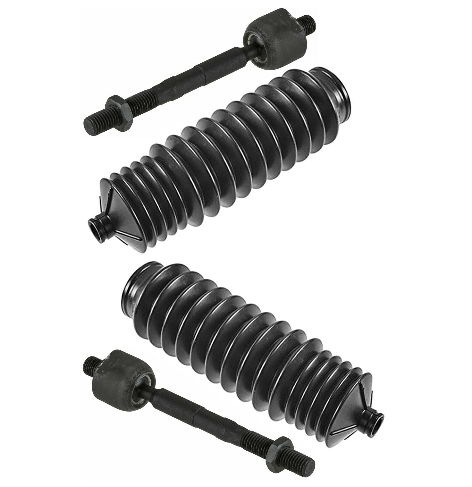 4 Pc Steering Kit Inner Tie Rod Ends with Rack and Pinion Bellow Boots ...