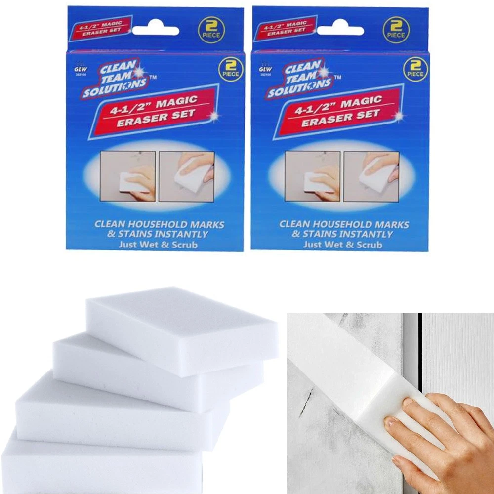 4 Pc White Eraser Sponge Stain Marks Cleaner Wash Washing White Scrub ...