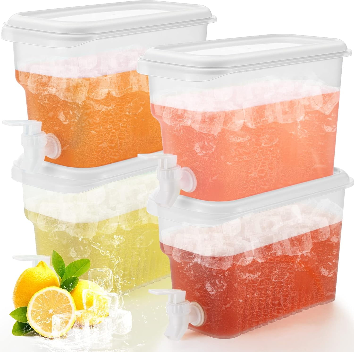 4 Pcs 0. 8 Gallon Beverage Drink Dispenser for Fridge, Plastic Liquid ...