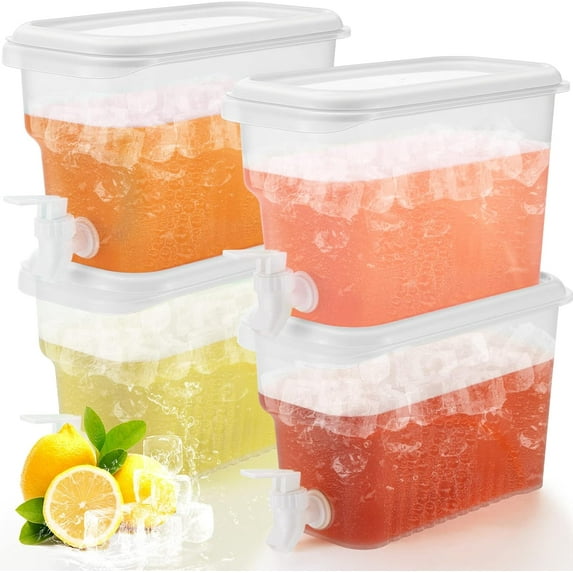 4 Pcs 0. 8 Gallon Beverage Drink Dispenser for Fridge, Plastic Liquid ...
