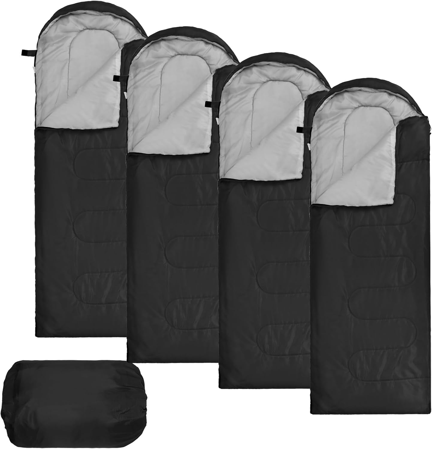 4 Pcs 0 Degree Camping Sleeping Bags Bulk for Adults 4 Season Warm Cold ...