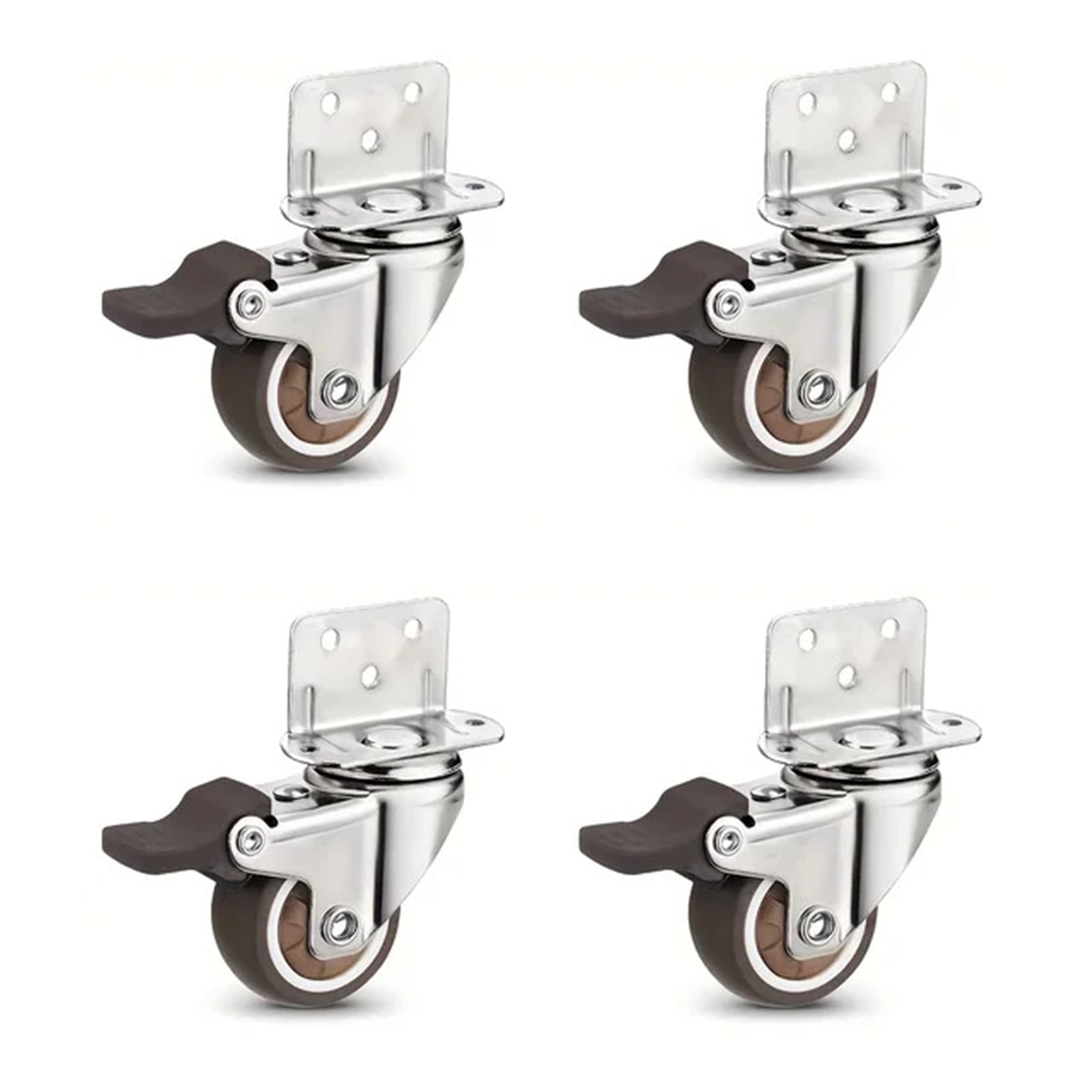 4 Pcs 1/1.25/1.5/2 Inch L-Shaped Side Mount Caster Wheels Small Rubber ...