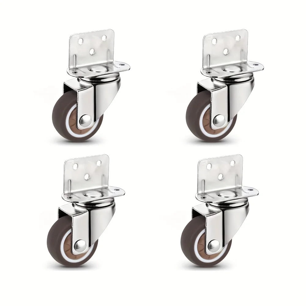 4 Pcs 1/1.25/1.5/2 inch L-Shaped Side Mount Caster Wheels Small Rubber ...