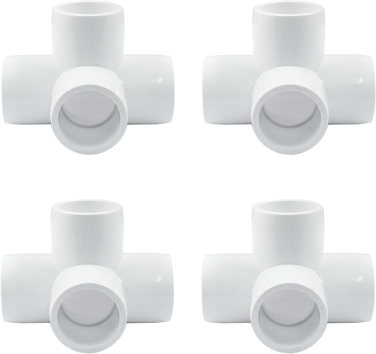 4 Pcs 1/2" PVC Pipe Fitting, 4 Way Elbow Pipe Connector Furniture Grade ...