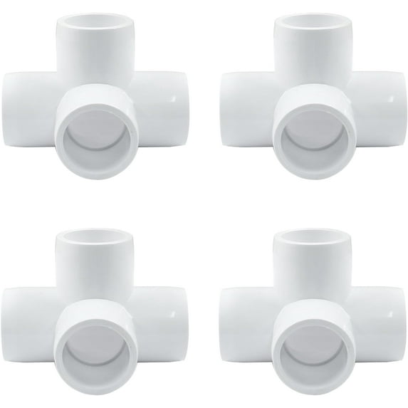 4 Pcs 1/2" PVC Pipe Fitting, 4 Way Elbow Pipe Connector Furniture Grade ...