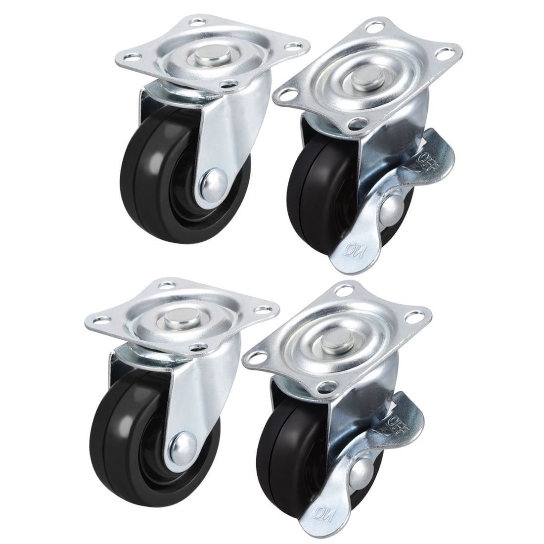 4 Pcs 1.5 Inch Casters Wheels Rubber Top Plate Mounted Swivel Caster ...